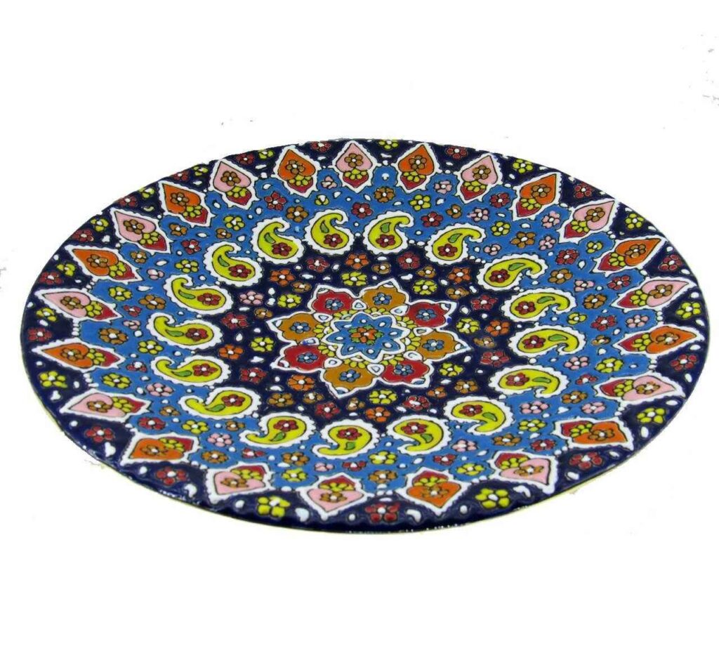 Persian Minakari Decorative Plate Model Boteh Jogeh - ShopiPersia