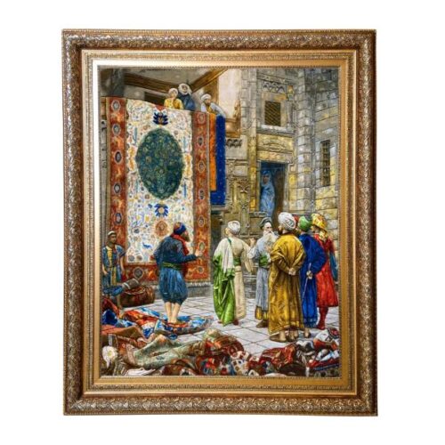 Hand-Knotted Persian Pictorial Wall Rug Art Bazaar Cairo - ShopiPersia