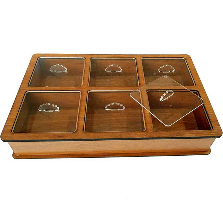 Persian Wooden Tea Bag Organizer Box with Chests Blue Sky - ShopiPersia