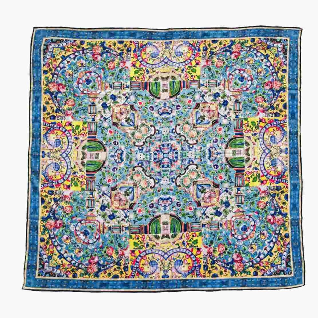 Floral Print Silk Scarf for Women Luxe and Vibrant Golestan - ShopiPersia