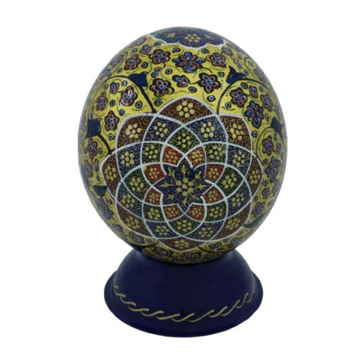 Hand Painted Ostrich Egg Shell Model Cream Color - ShopiPersia