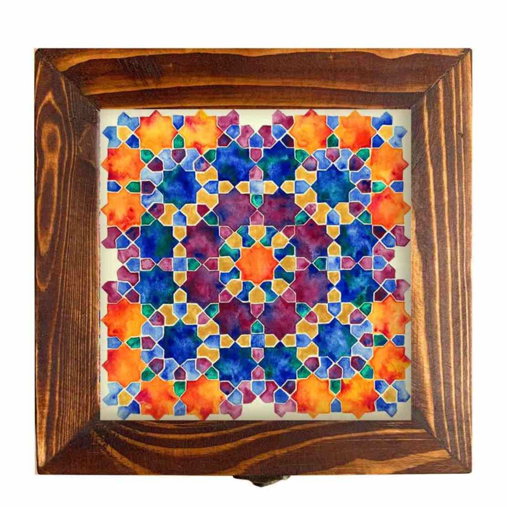 Wooden Box for Gift Giving with Persian Inspired Pattern Tiles ...