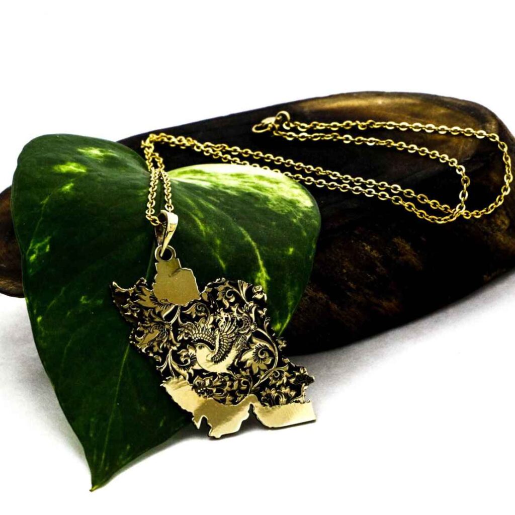 Persian Brass Necklace Minimalist Iran Map - ShopiPersia