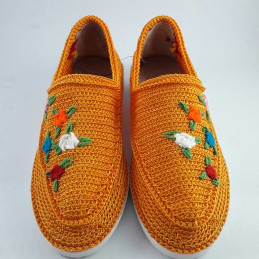 Handmade Iranian Yellow Silk Giveh Shoes - ShopiPersia
