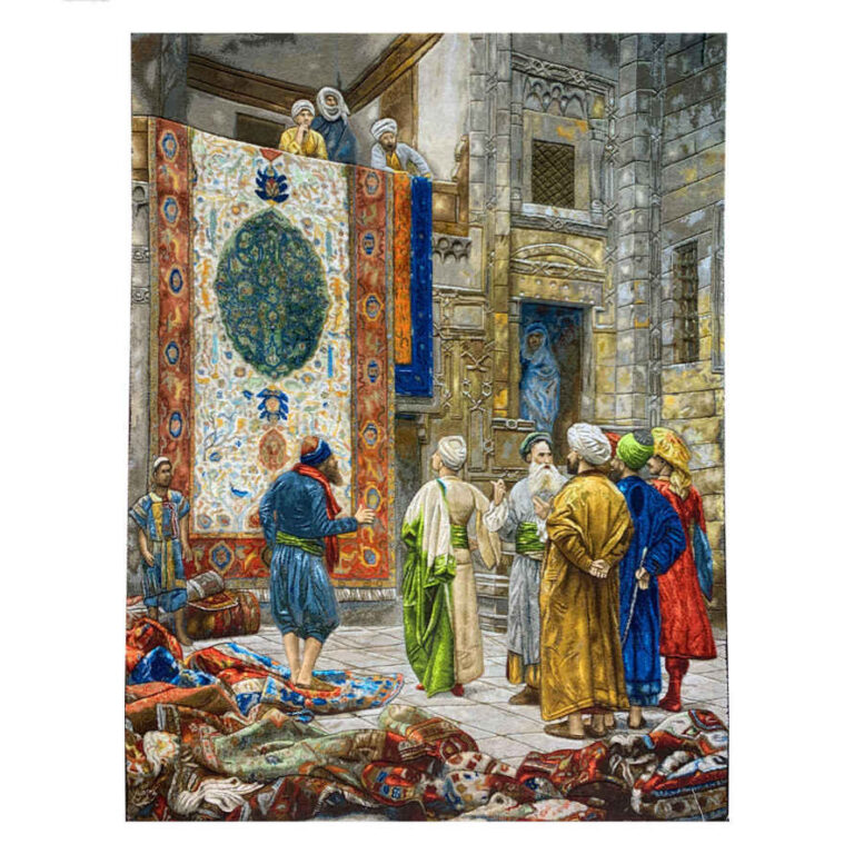 Hand-Knotted Persian Pictorial Wall Rug Cairo Bazaar - ShopiPersia