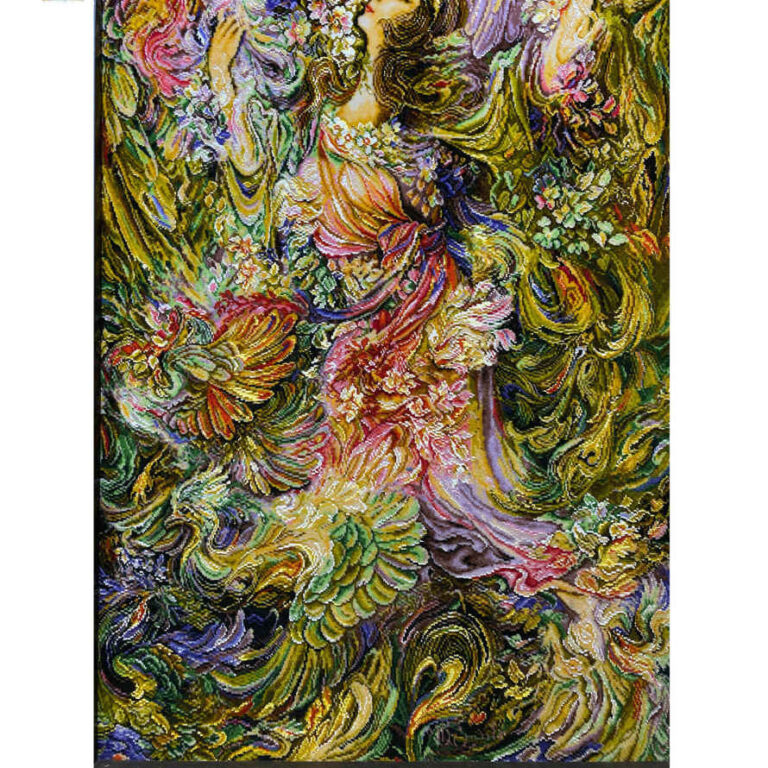 Hand-Knotted Persian Wall Hanging Rug from Tabriz Depicting Miniature ...