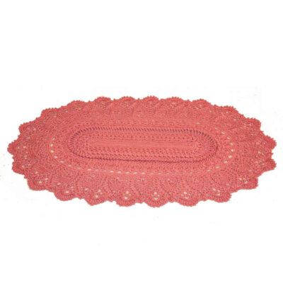 Macrame Hand-Knit Rug Model Pink Oval - ShopiPersia