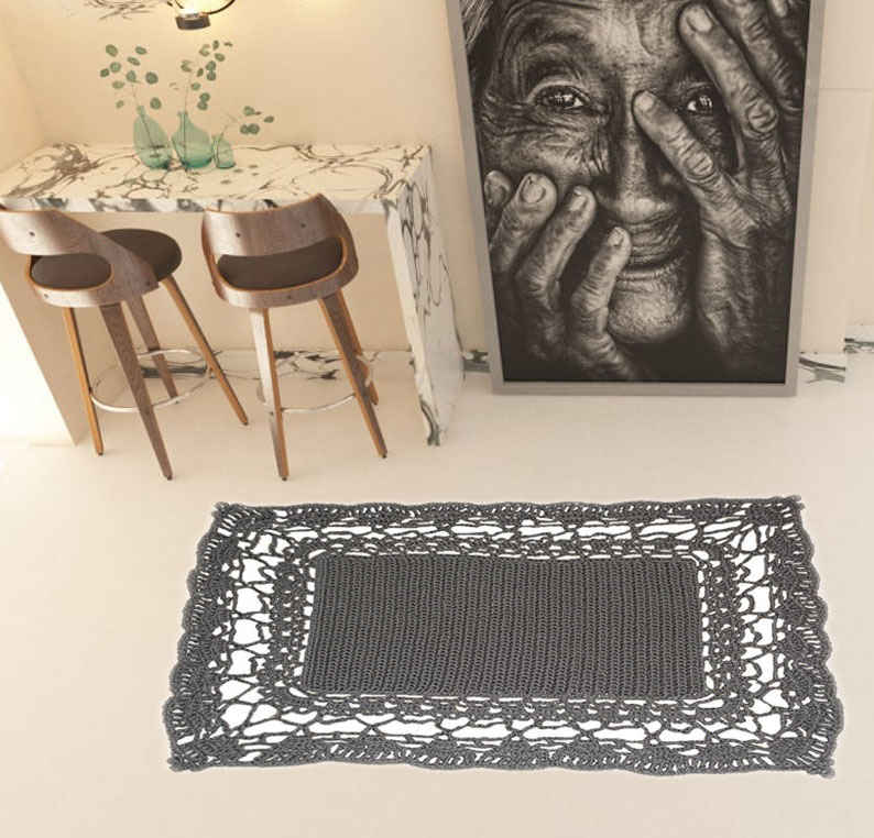 Handwoven Boho Macrame Floor Rug – Gray Color - ShopiPersia