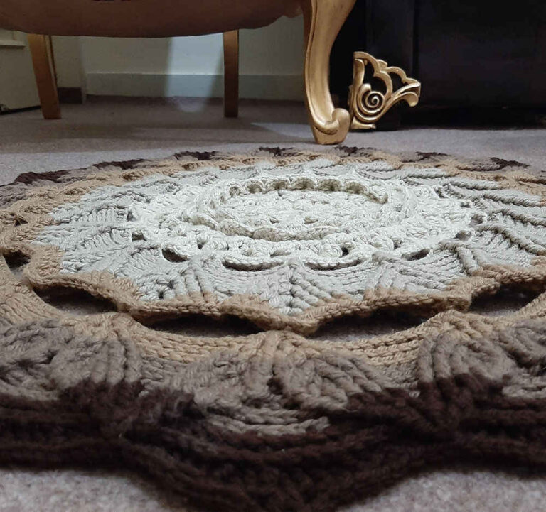Macrame Hand-Knit Round Rug Model Arkano - ShopiPersia