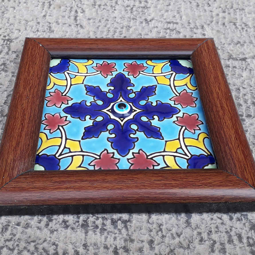 Decorative Persian Framed Ceramic Tile - Cheshm Zakhm - ShopiPersia