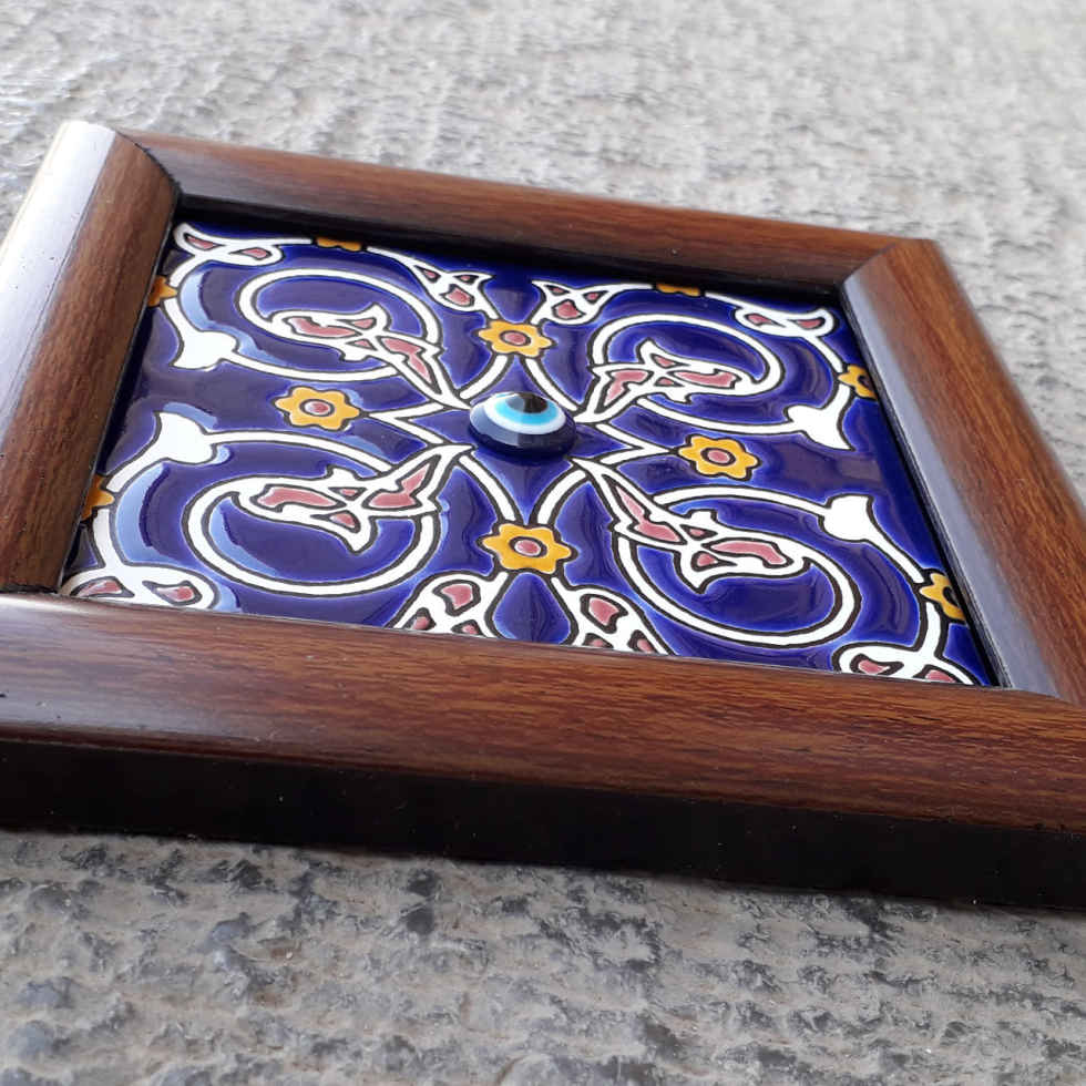 Decorative Persian Framed Ceramic Tile - Evil Eye - ShopiPersia