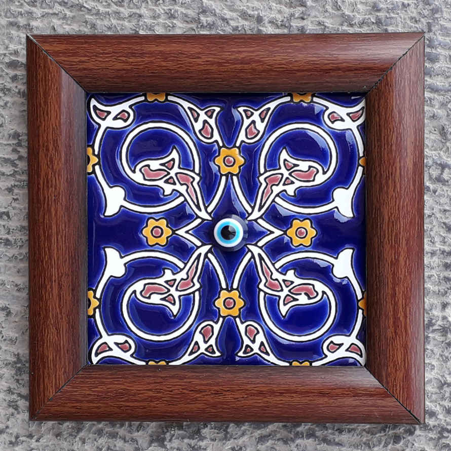 Decorative Persian Framed Ceramic Tile - Evil Eye - ShopiPersia