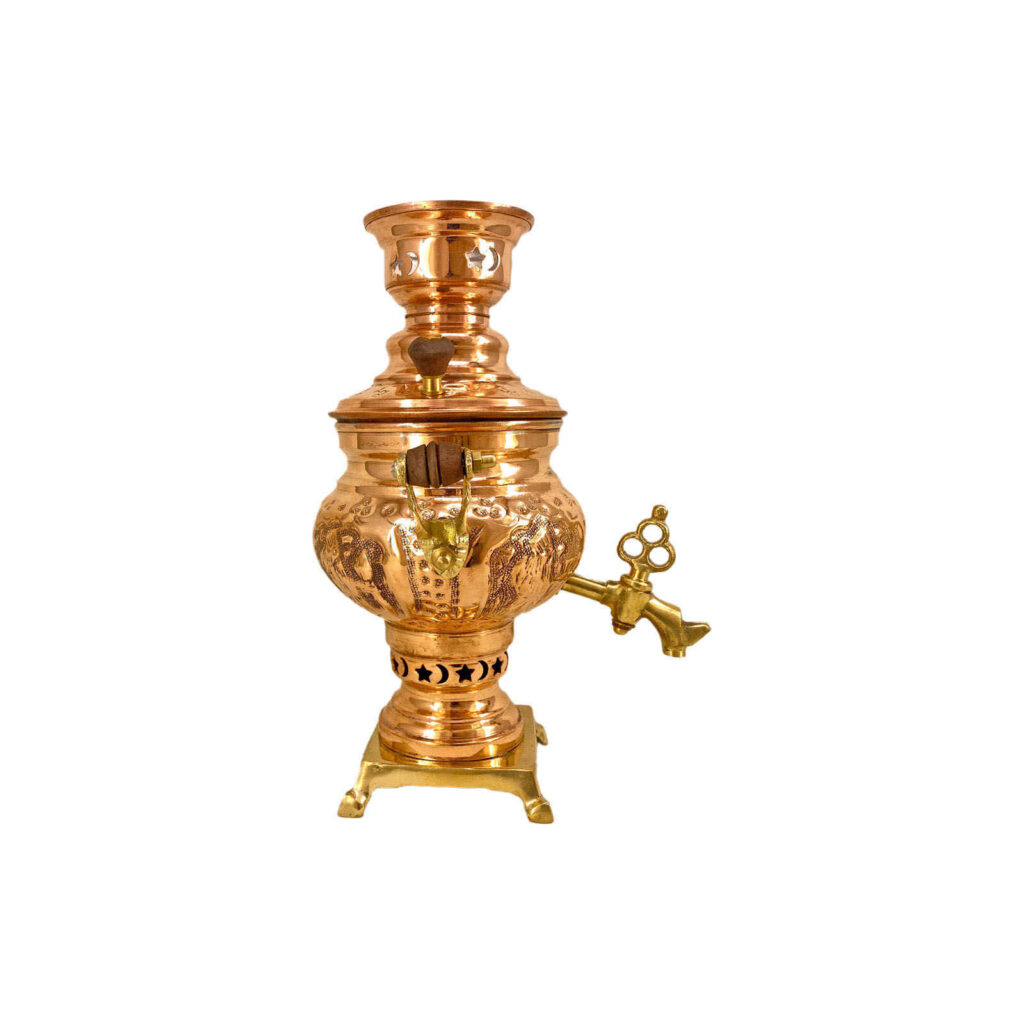 Decorative Coal Samovar Brass Traditional Persian Floral Motifs 1-Liter ...