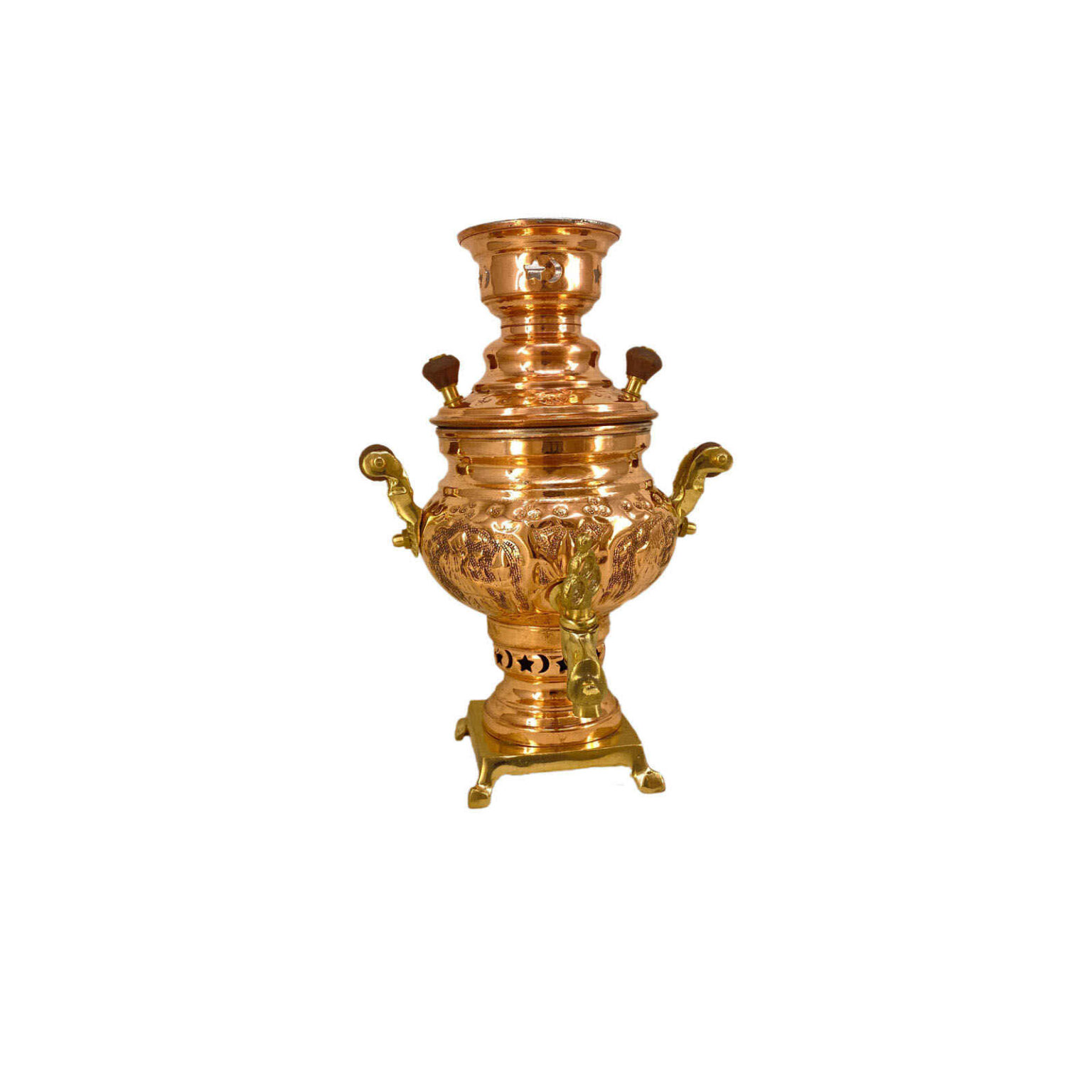 Decorative Coal Samovar Brass Traditional Persian Floral Motifs 1-Liter ...