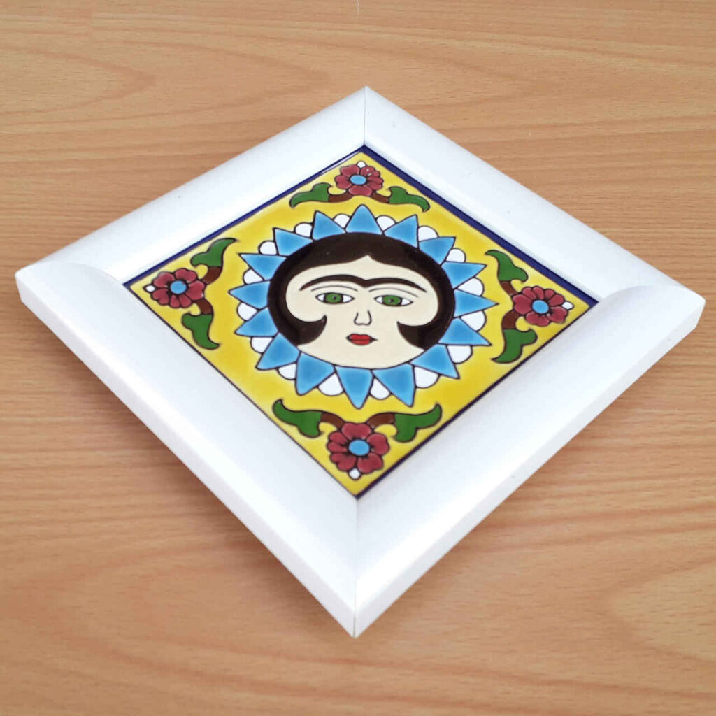 Framed Persian Ceramic Tile Model Sun - ShopiPersia