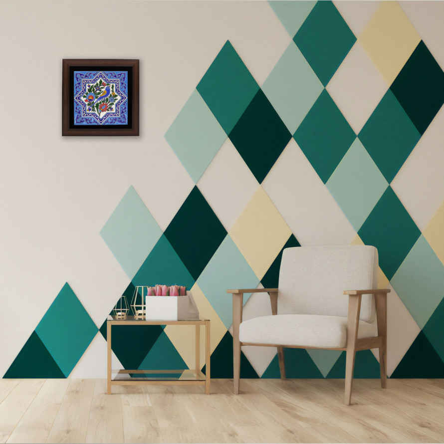 Decorative Persian Framed Ceramic Tile - Star - ShopiPersia