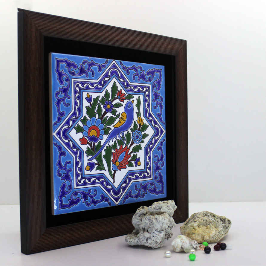 Decorative Persian Framed Ceramic Tile - Star - ShopiPersia