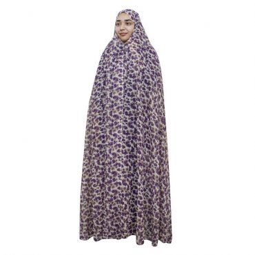 Islamic Women Praying White Chador Model Purple Flower » ShopiPersia