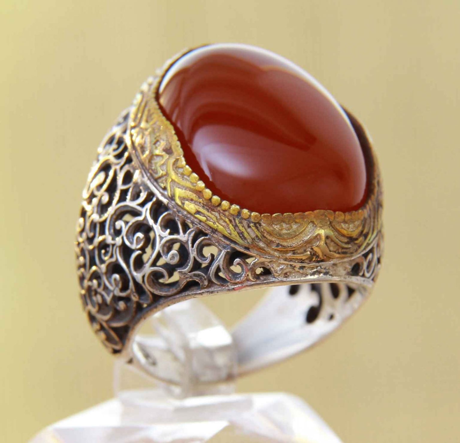 Persian Agate Silver Ring for Men Elegance Super King - ShopiPersia