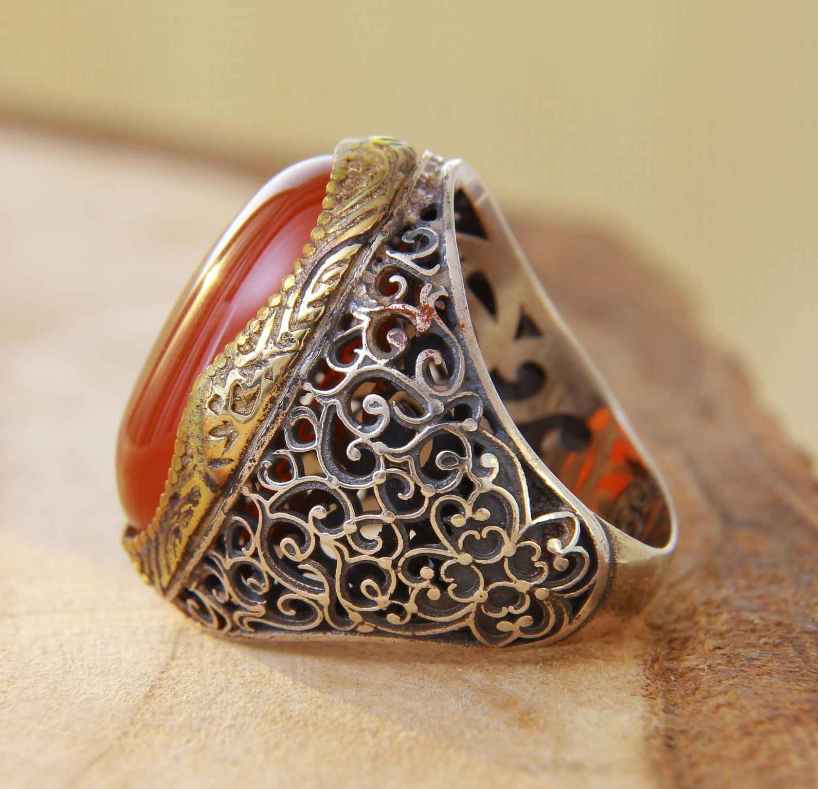 Persian Agate Silver Ring for Men Elegance Super King - ShopiPersia
