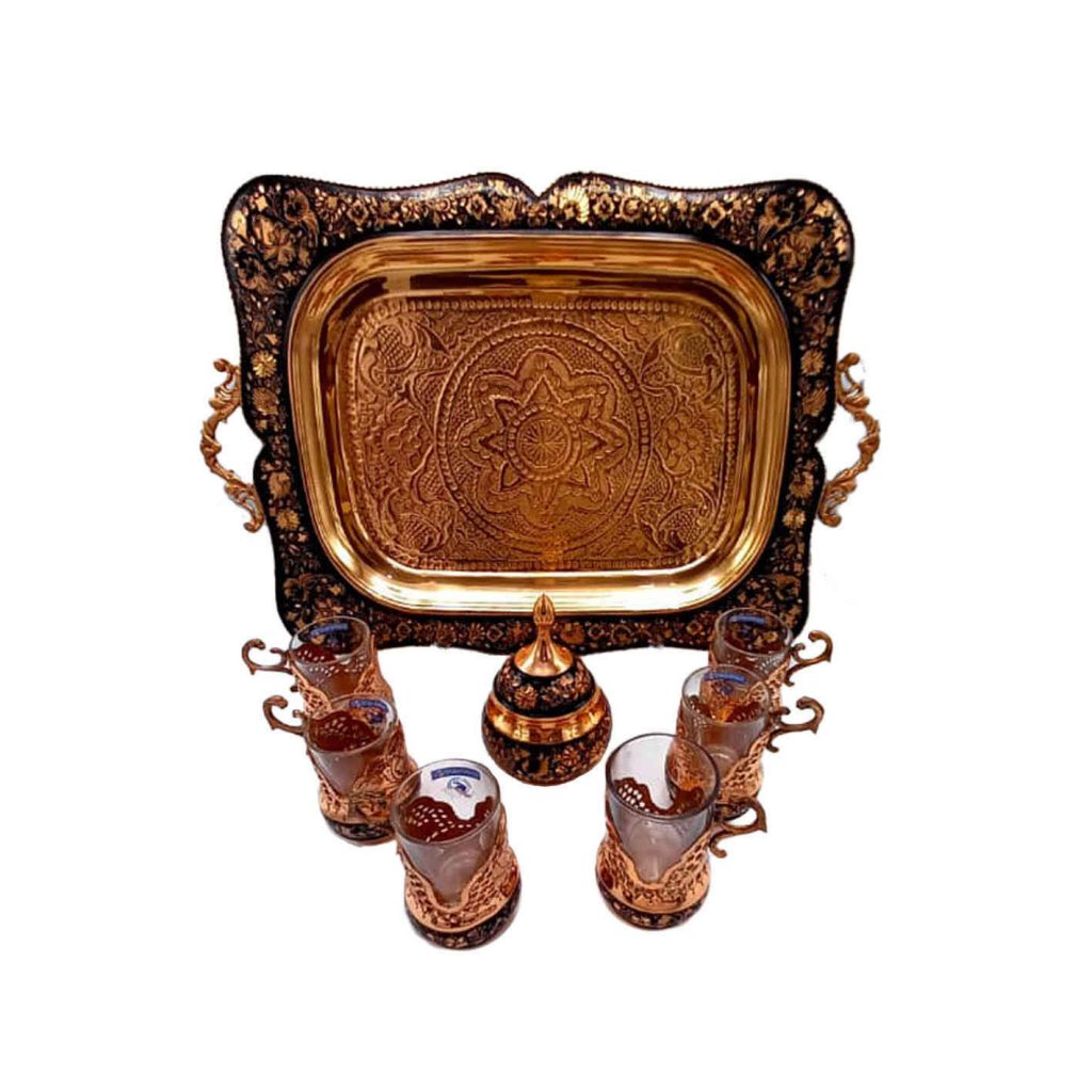 Handcrafted Persian Copper Tea & Coffee Set - Engraved - ShopiPersia