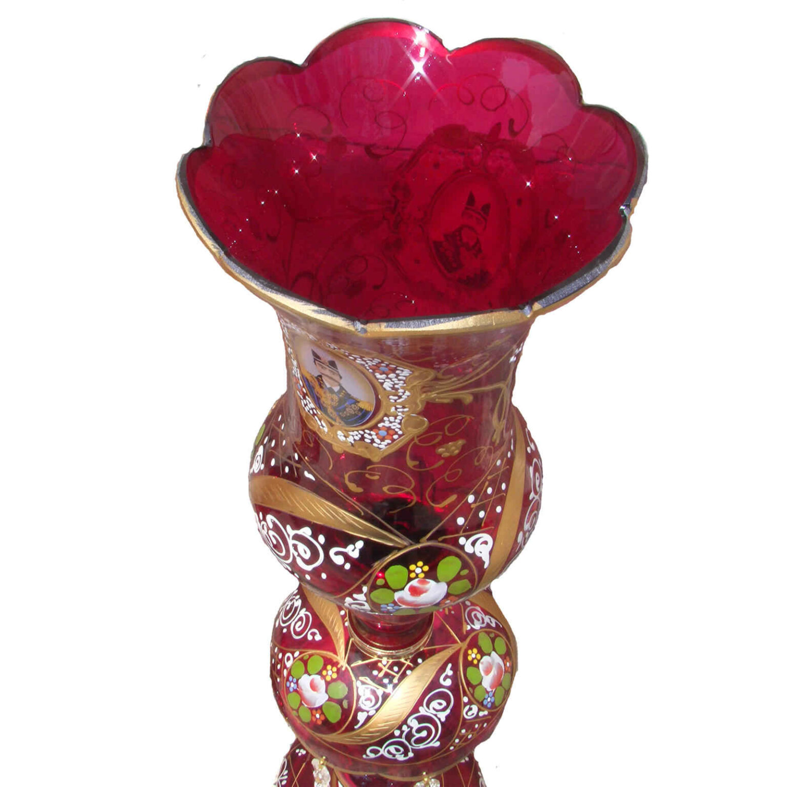 Persian Crystal Luster Lamp Traditional Laleh Shaped Shah Abbasi Red ...