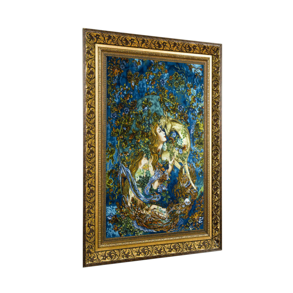 Hand-Knotted Persian Wall Hanging Rug from Tabriz Depicting Tamanaye ...