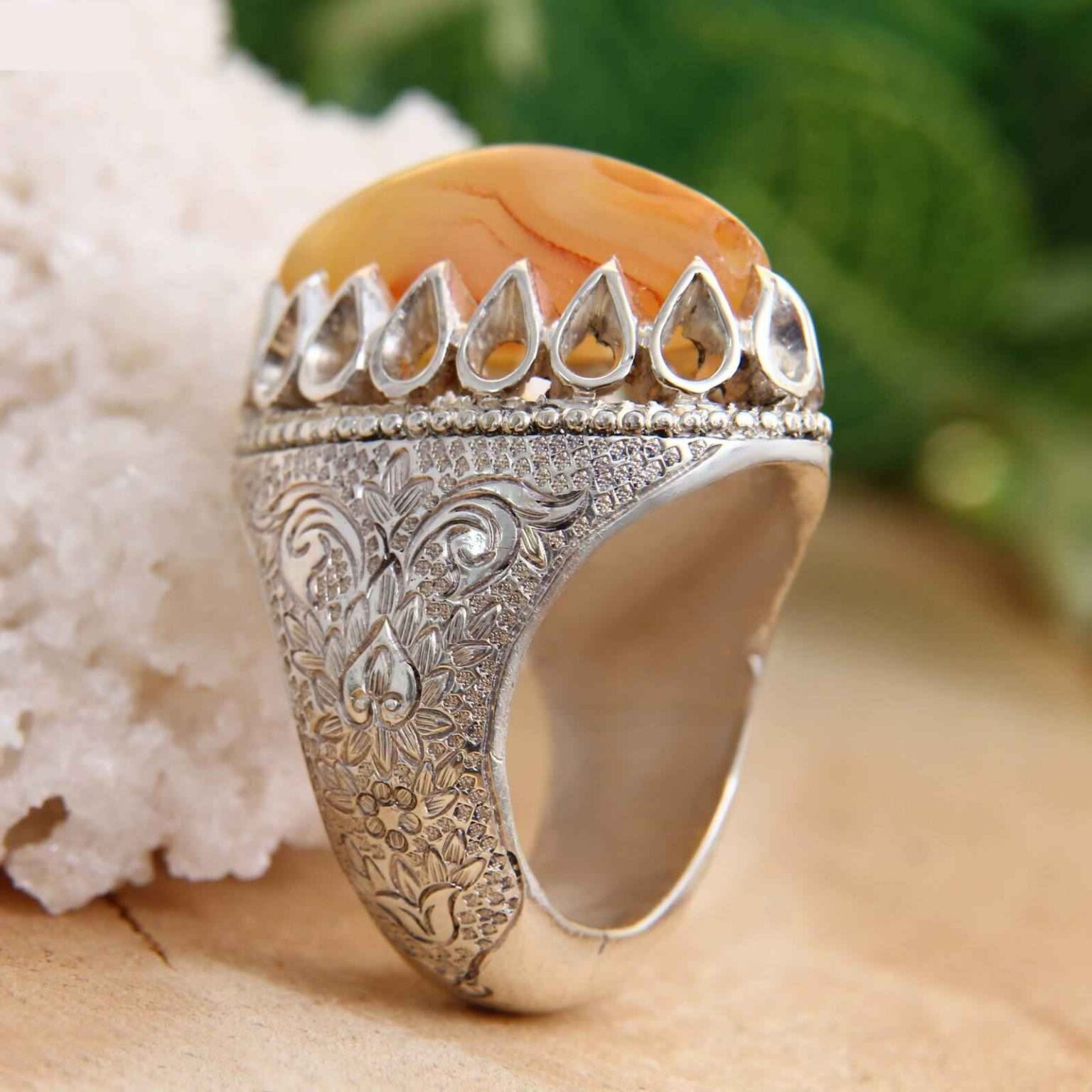 Persian Agate Silver Ring for Men Elegance Ashki - ShopiPersia