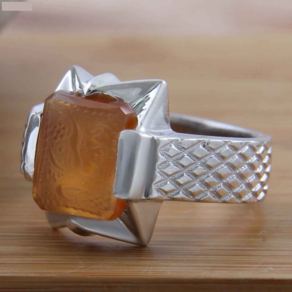 Persian Yemeni Aqeeq Silver Ring for Men Model King - ShopiPersia