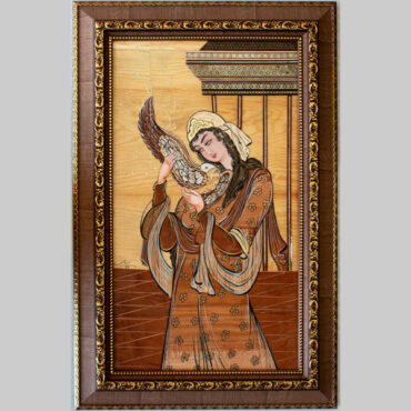 Marquetry Wood Inlay Art - Artistic Persian Lady of love - ShopiPersia