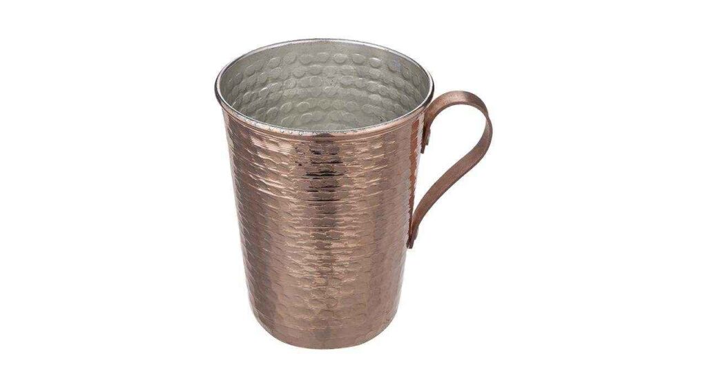Handcrafted Persian Copper Cup with Handle for Cold Drinks - Hammered ...