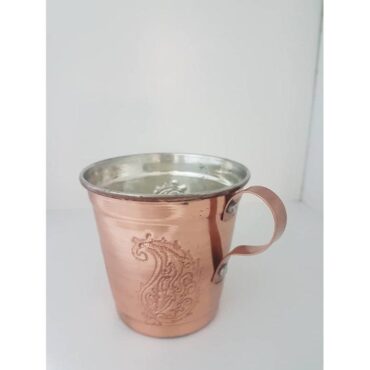 Persian Copper Cup - Handcrafted with Handle for Cold Drinks - Hammered ...