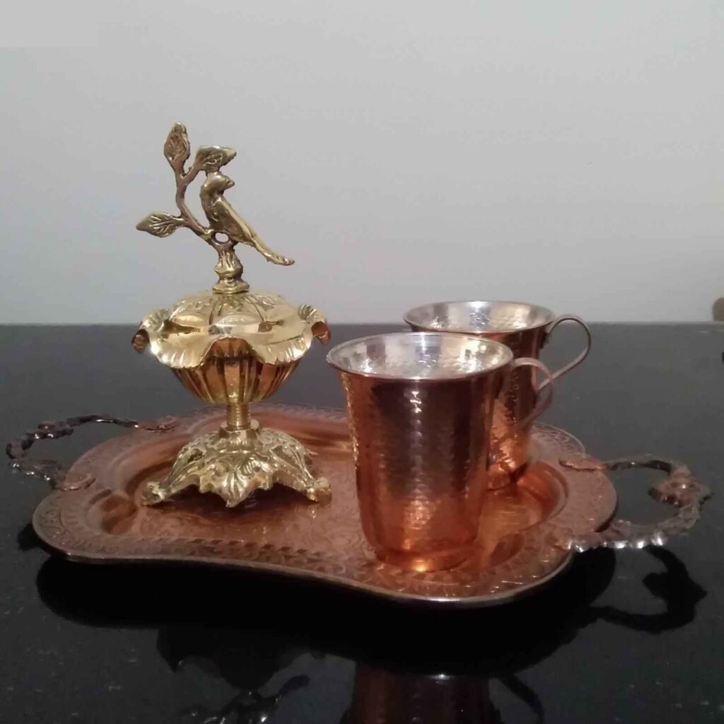 Set of 2 Persian Copper Cups Model Ramesh - ShopiPersia