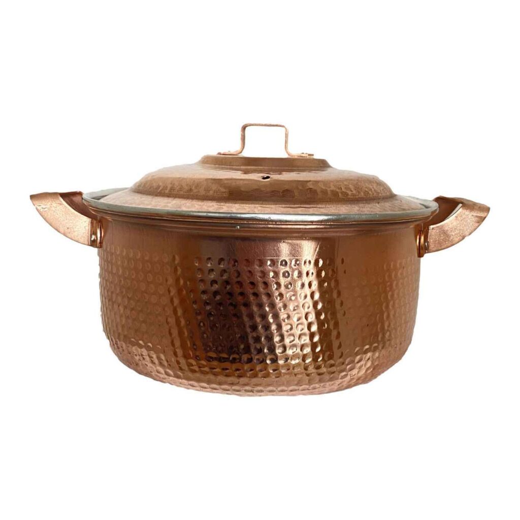 Persian Set of 5 Hammered Copper Stock Pot - ShopiPersia