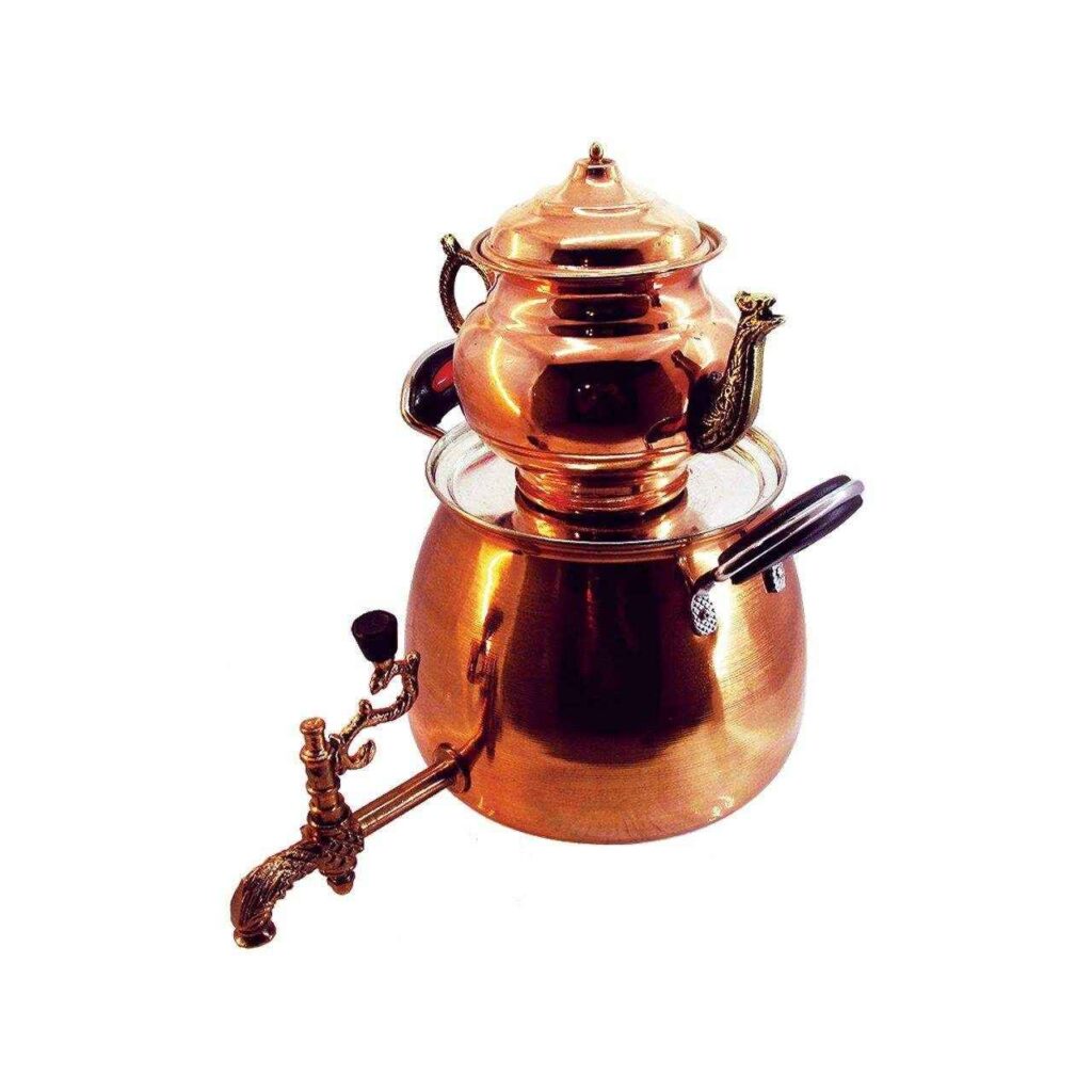 Persian Copper Stovetop Samovar Tea Maker with Teapot 3-Liter - ShopiPersia