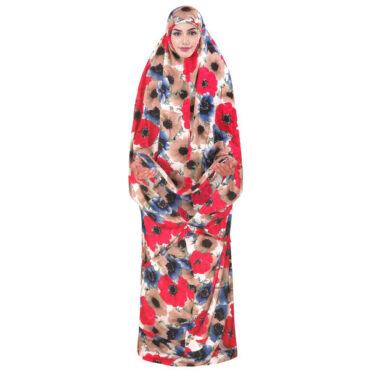Islamic Namaz Chador for Women Ideal for Praying - Red Flower - ShopiPersia