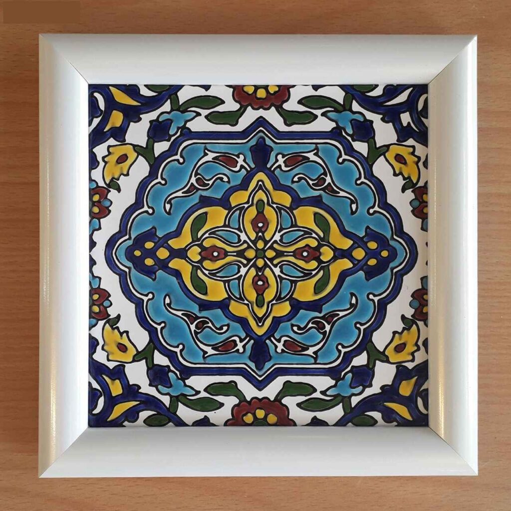 Framed Persian Ceramic Tile Model Blue - ShopiPersia