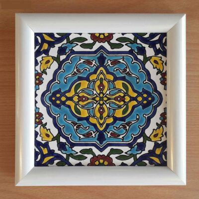 Framed Persian Ceramic Tile Model Blue - ShopiPersia