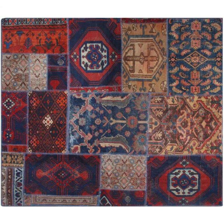 Hand-Knotted Persian Patchwork Collage Rug Haris - ShopiPersia