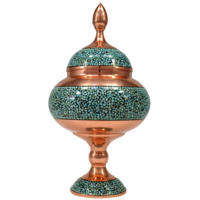 Persian Turquoise Inlay Copper Candy Bowl Model Hamedi - ShopiPersia