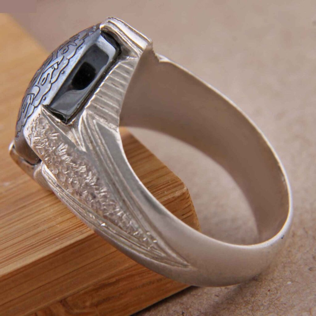 Islamic Silver Ring with Hadid Hematite for Men Maahin - ShopiPersia