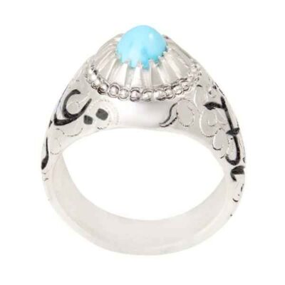 Persian Silver Ring with Neyshabur Turquoise Sarin