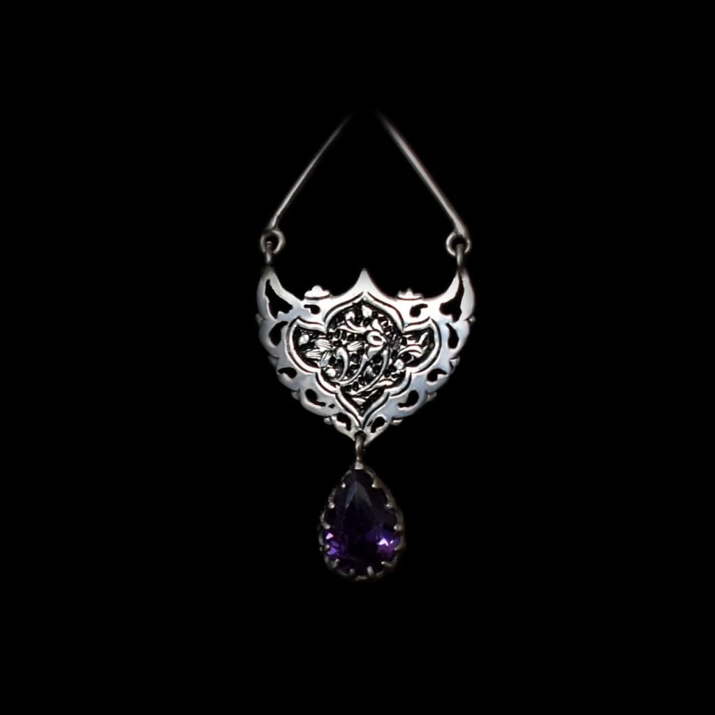 Engraved Special Amethyst Earrings In 925 Sterling Silver - ShopiPersia
