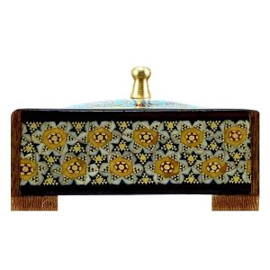 Handcrafted Wooden Jewelry Box with Persian Khatam Design - Blue ...
