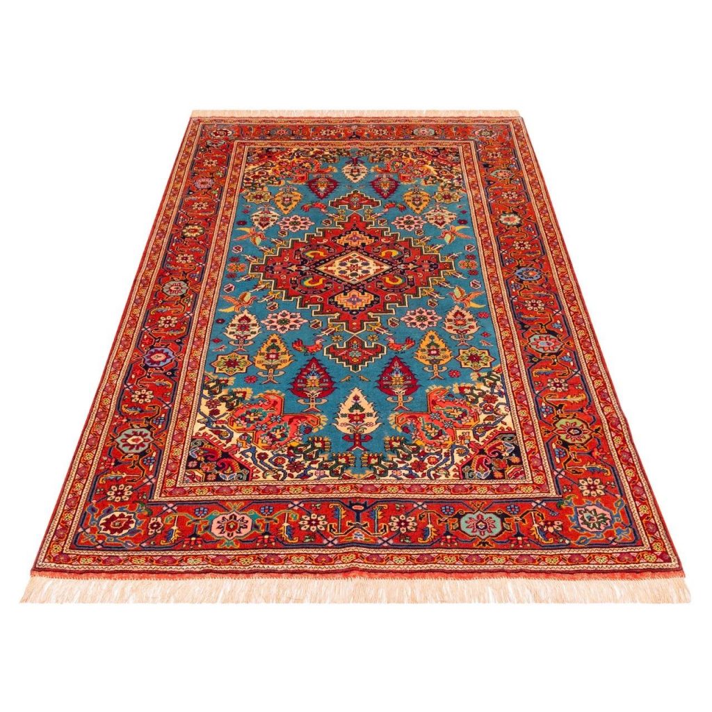 Persian Wool Carpet Hand-Knotted Turquoise - ShopiPersia