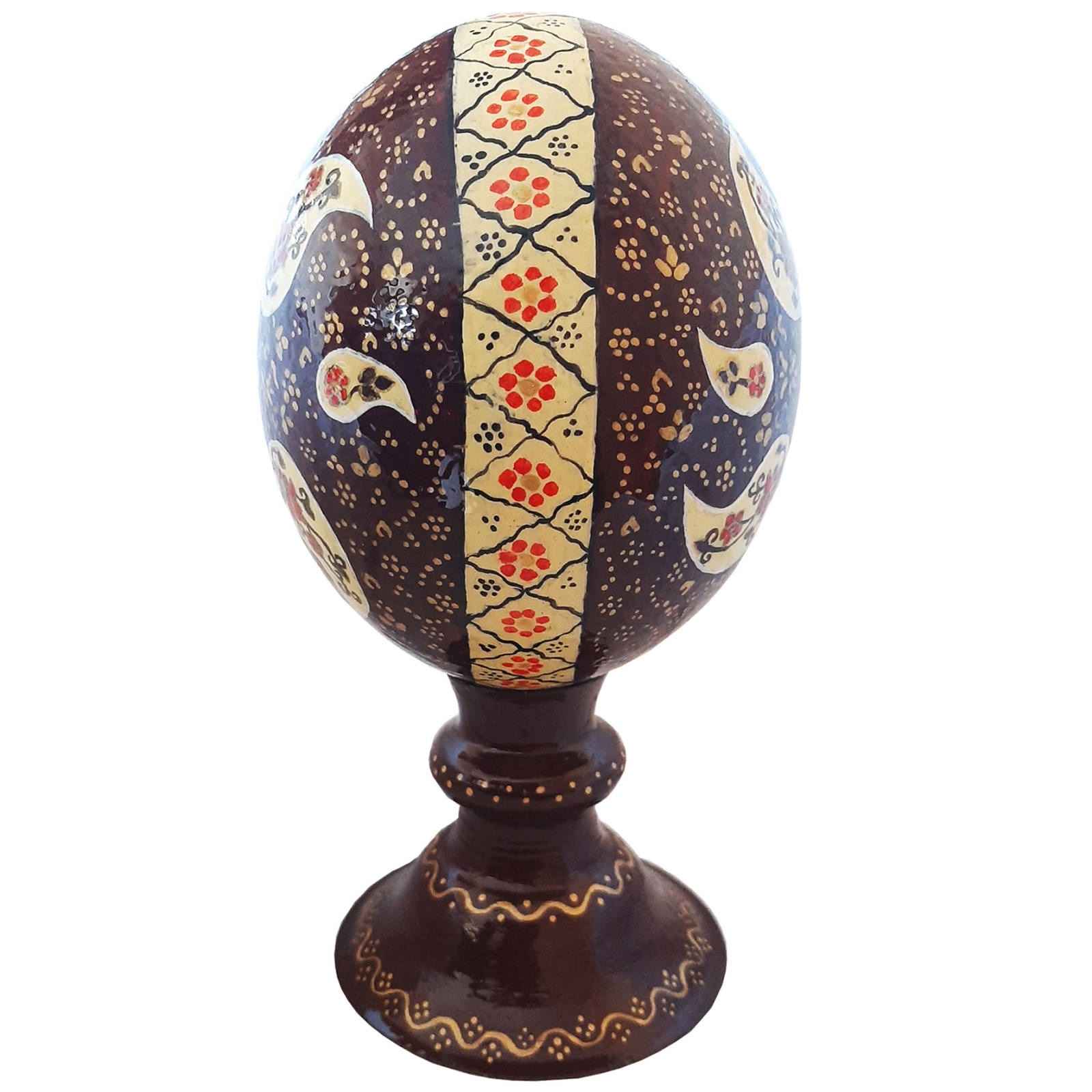 Persian Decorative Hand Painted Ostrich Egg Shell - Paisley - ShopiPersia