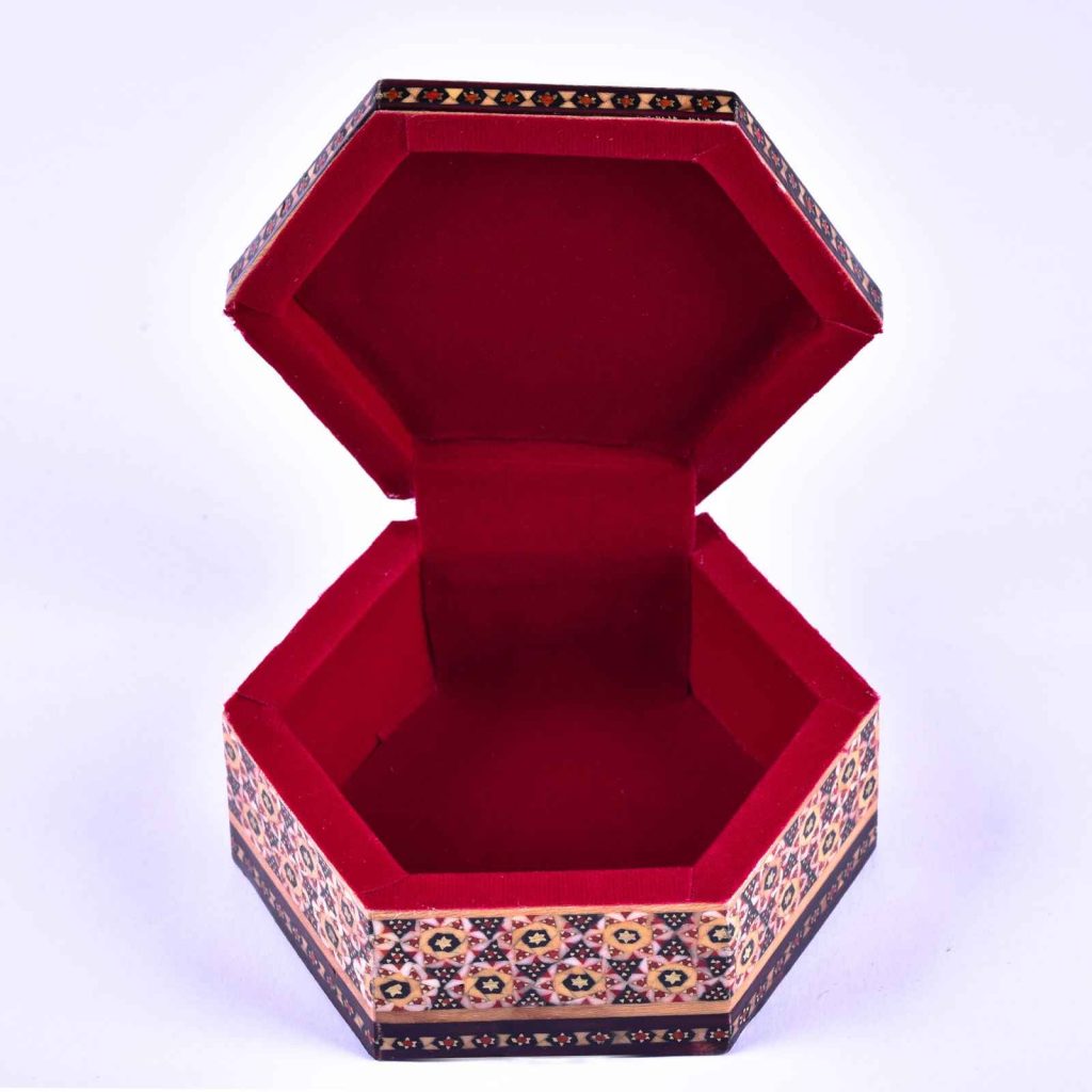 Wooden Jewelry Box Handcrafted with Persian Khatamkari Arad - ShopiPersia