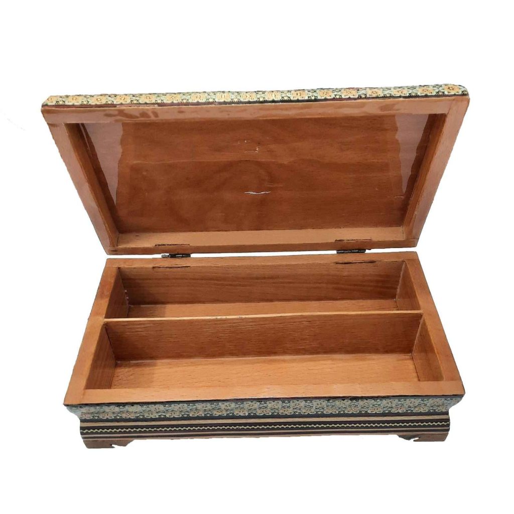 Wooden Jewelry Box Handcrafted with Persian Khatamkari Birds - ShopiPersia