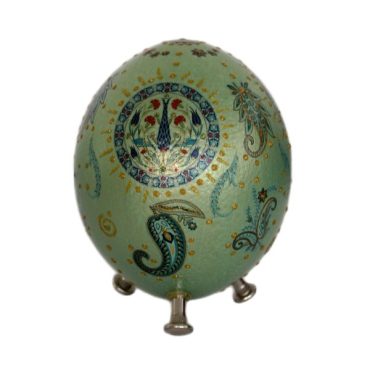 Hand Painted Ostrich Egg Shell Green Color - ShopiPersia