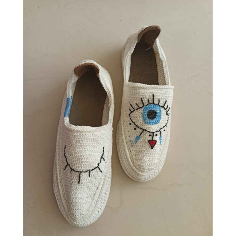 Handmade Persian Silk Giveh Shoes Model Blue Eye - ShopiPersia